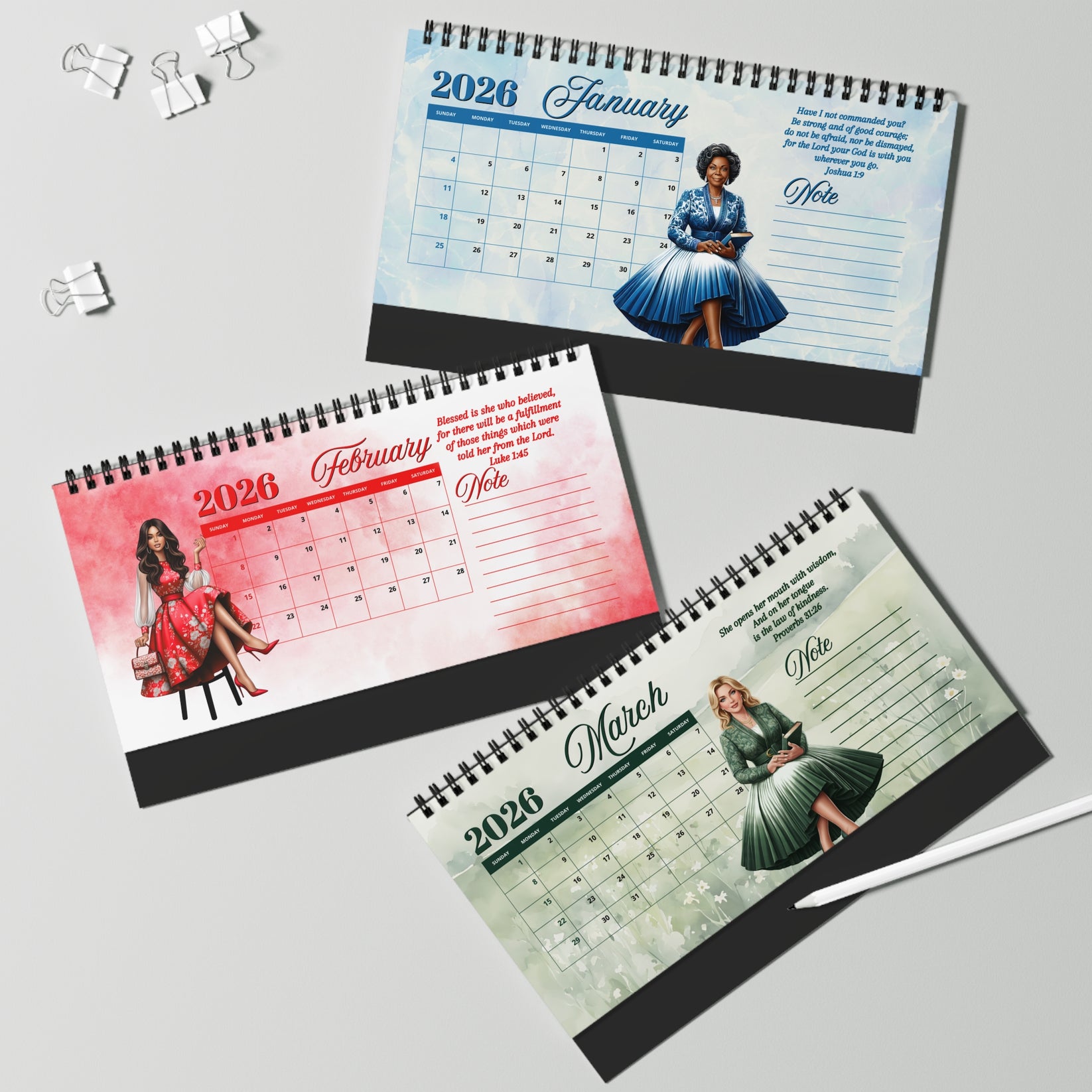 2026 Bible Verse Desk Calendar For Christian Women – Inspirational ...