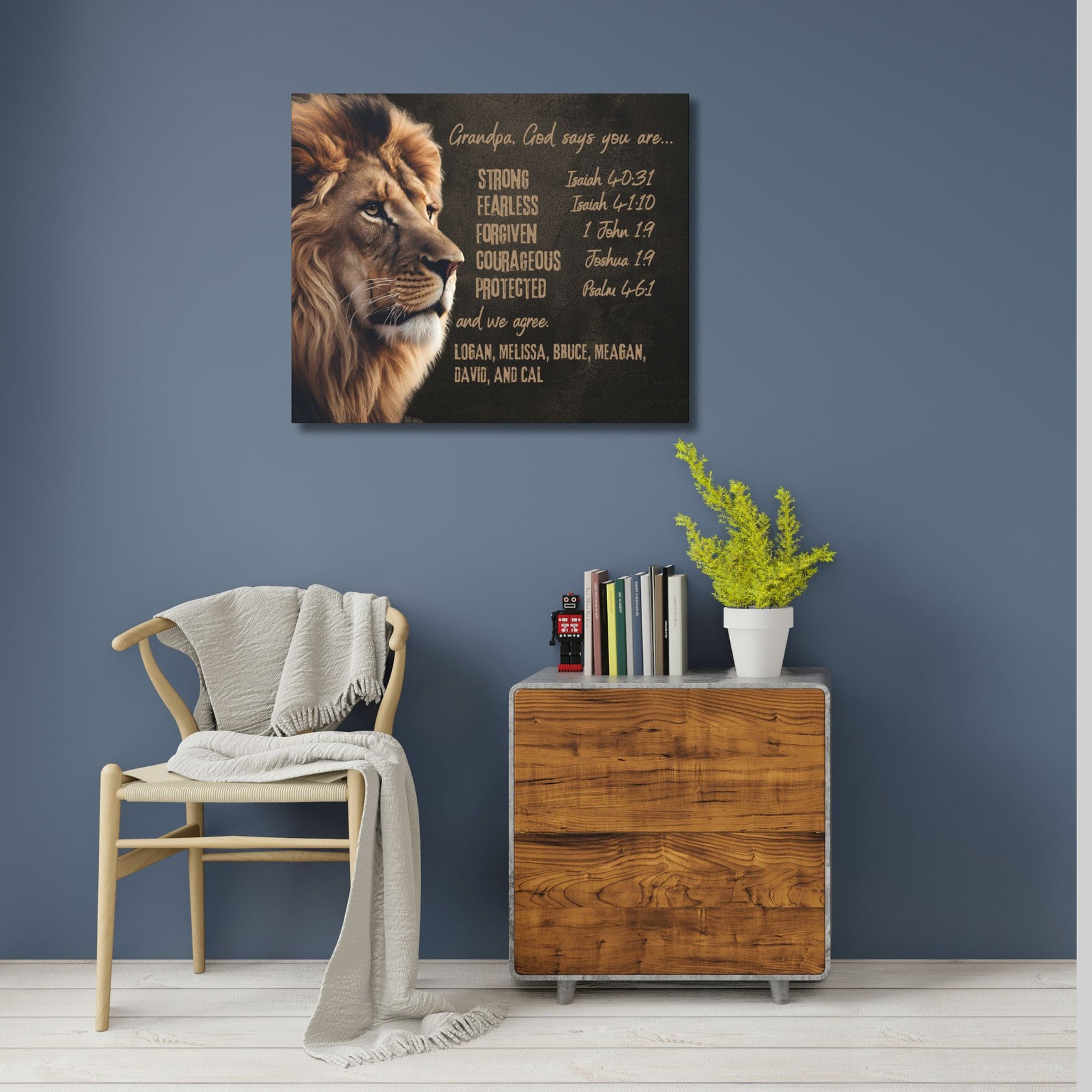 Personalized Grandpa Bible Verse Affirmations Wall Art – Inspirational ...