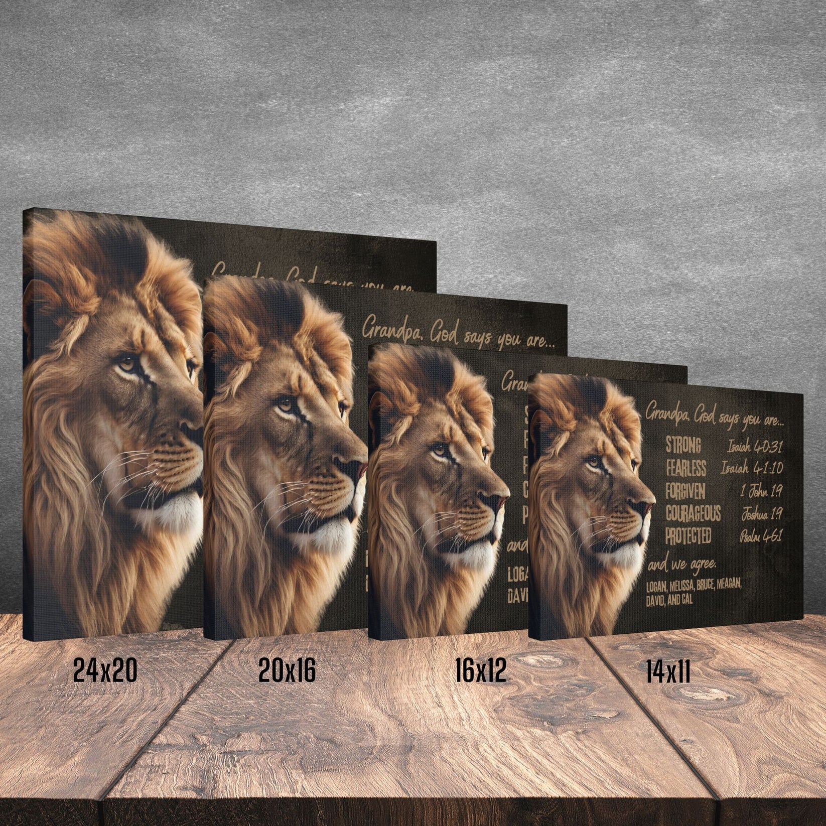 Personalized Grandpa Bible Verse Affirmations Wall Art – Inspirational ...