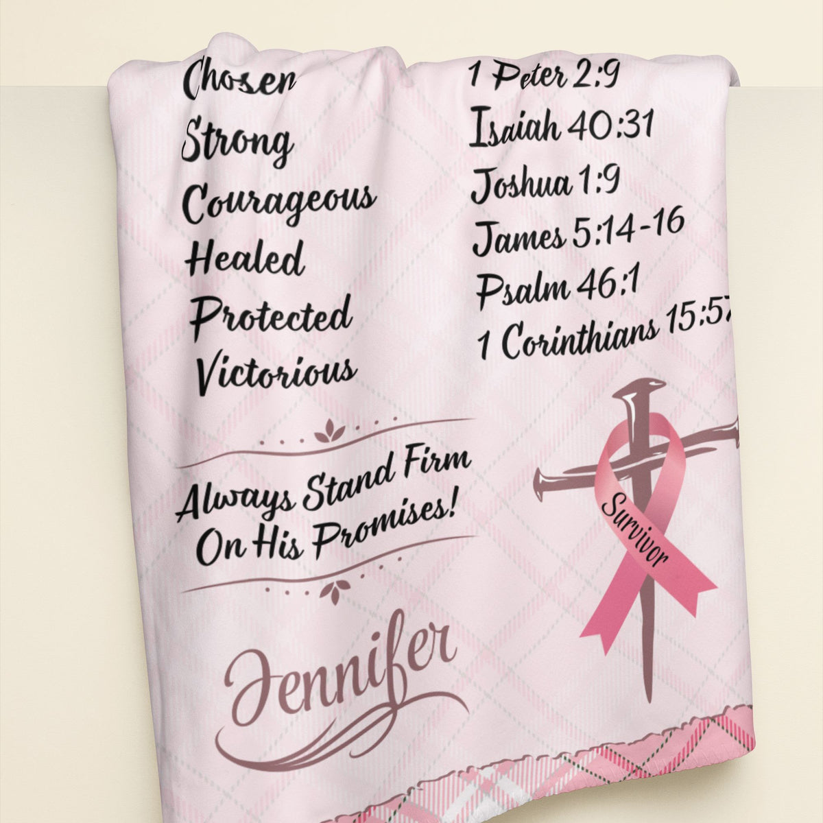 Personalized Breast Cancer Survivor Blanket Inspirational Expressions