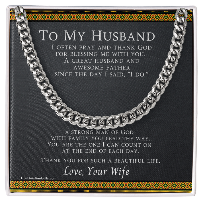 To My Husband - Cuban Link Chain With Kente Border Message Card ...