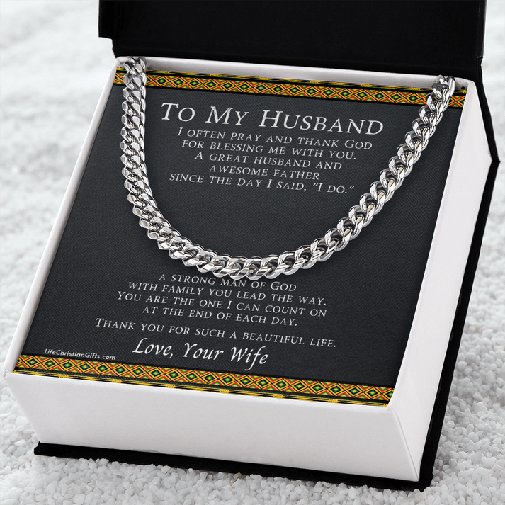 To My Husband - Cuban Link Chain With Kente Border Message Card ...