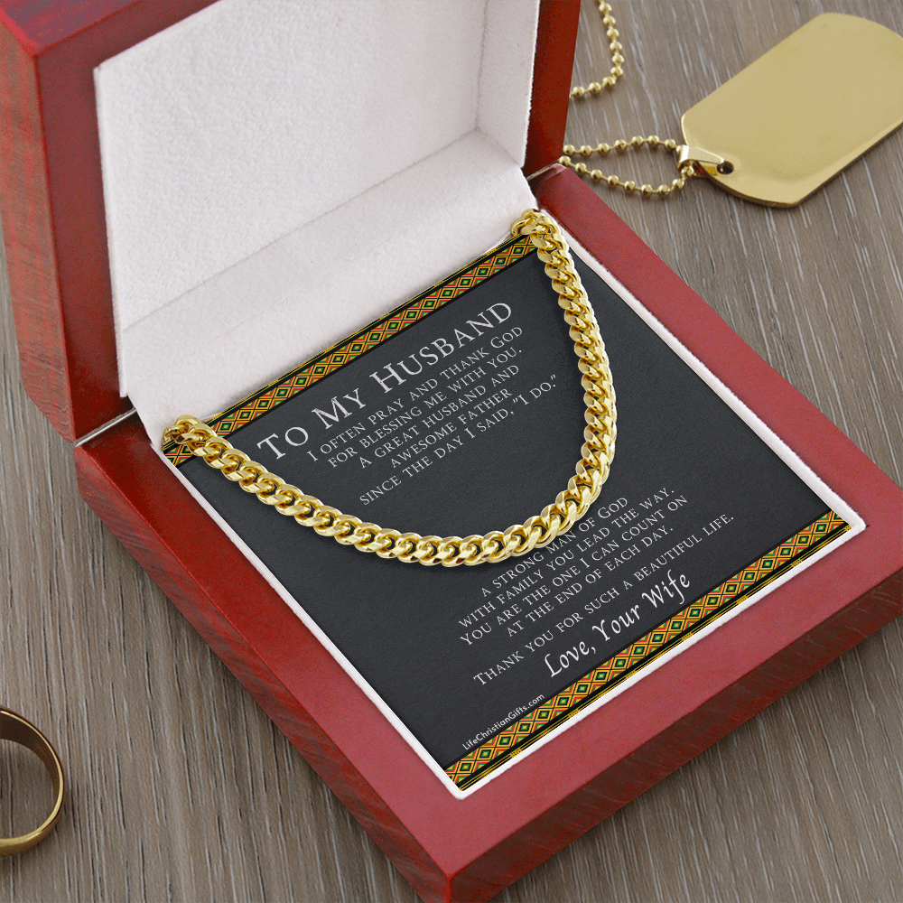 To My Husband - Cuban Link Chain With Kente Border Message Card ...