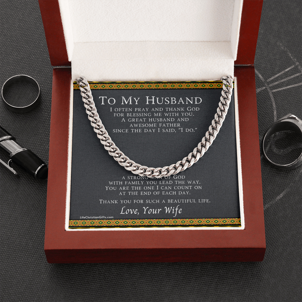 To My Husband - Cuban Link Chain With Kente Border Message Card ...